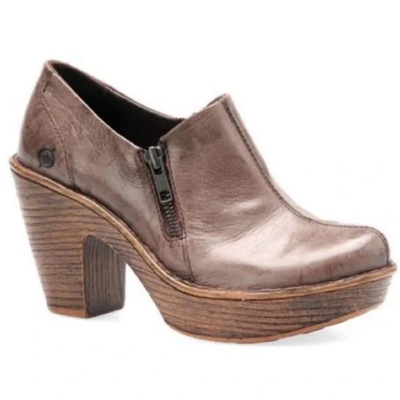 Born | Shoes | Born Famke Leather Heeled Platform Clog Bootie | Poshmark